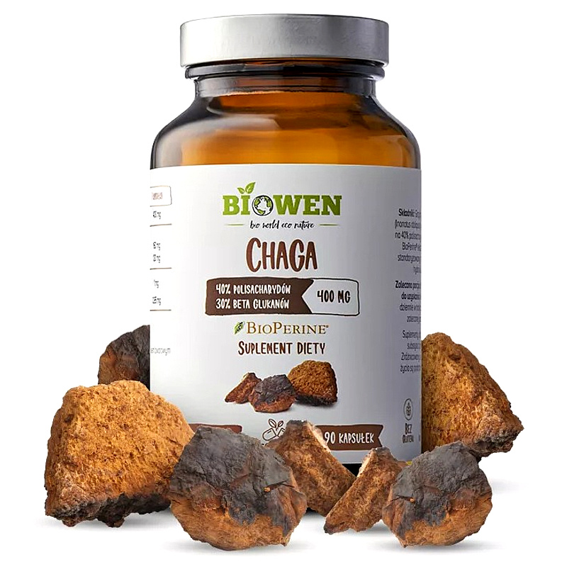 CHAGA Grzyb Błyskoporek Podkorowy 90 kapsułek BIOWEN z 95% Piperyny ...